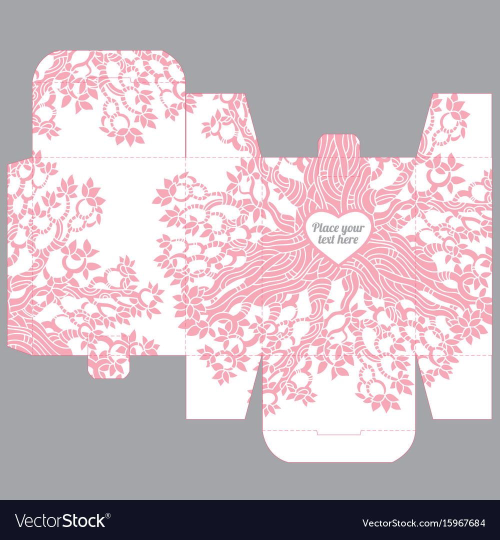 Gift Wedding Favor Box Template With Love Pattern Vector Image