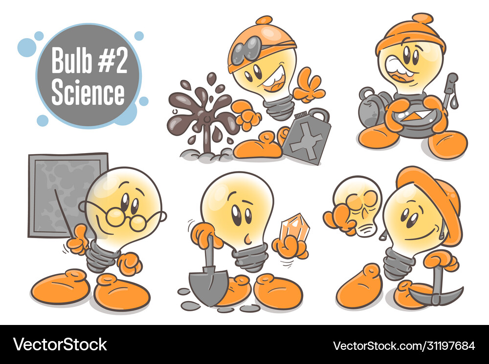 Set emotional character cartoon lightbulb Vector Image