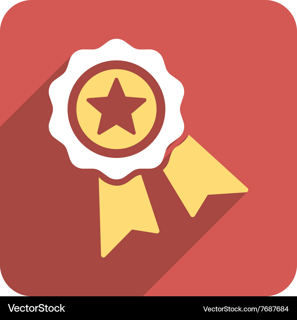 Star quality seal flat rounded square icon Vector Image