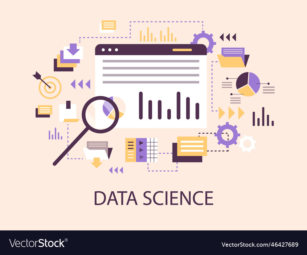 Data Science Banner For Ai And Big Technology Vector Image