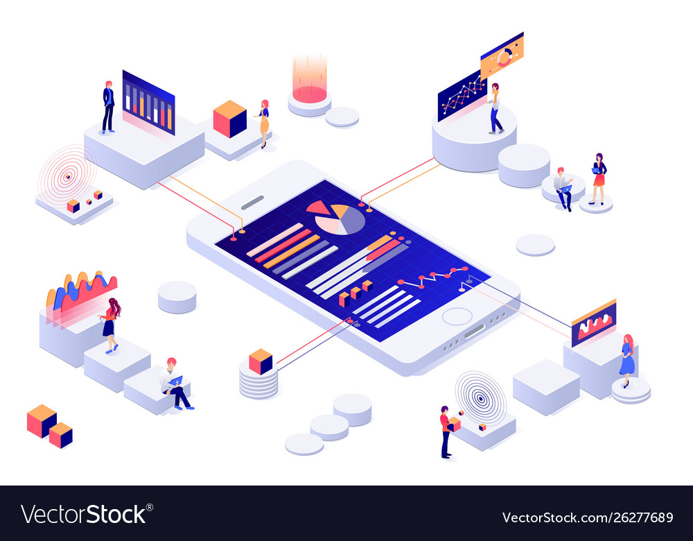 Data visualization 3d isometric concept Royalty Free Vector