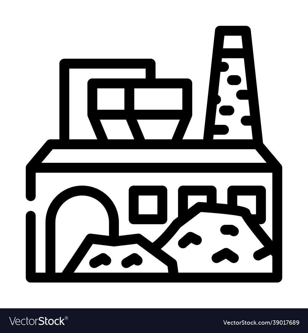 Industrial processing solid waste line icon Vector Image