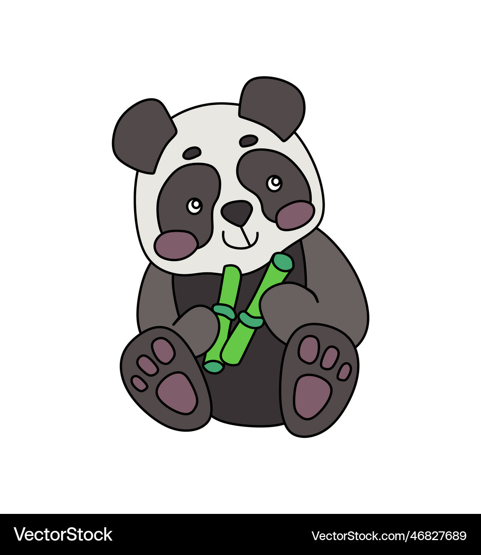 Panda character color doodle isolated on white Vector Image