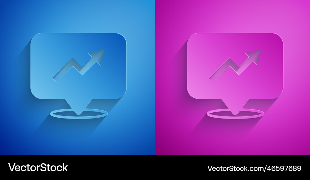 Paper cut financial growth increase icon isolated Vector Image