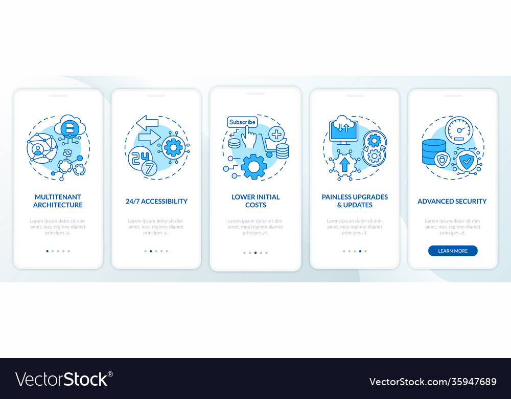 Saas benefits onboarding mobile app page screen Vector Image