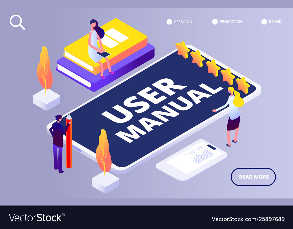 User manual concept people with guide instruction Vector Image User manual concept people with guide instruction Vector Image