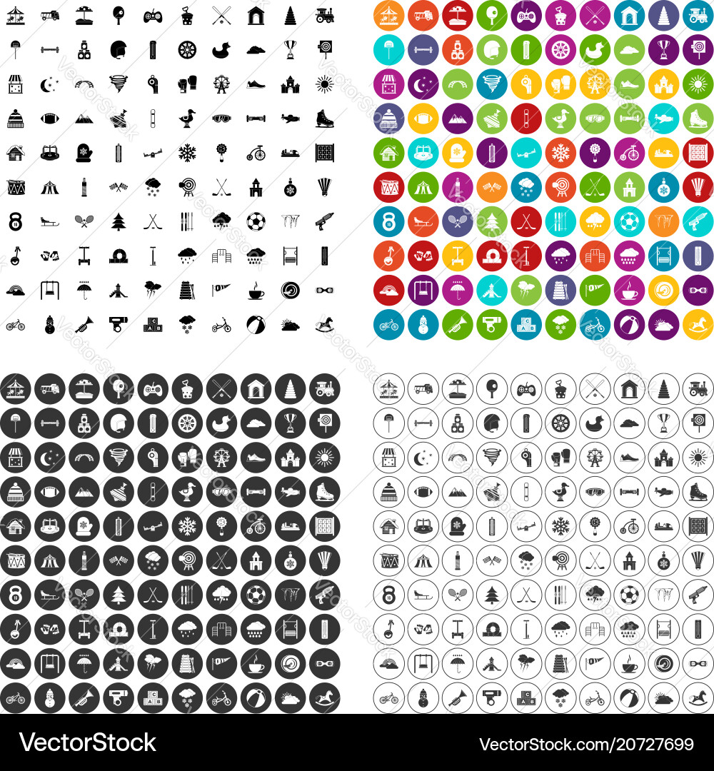 100 kids games icons set variant Royalty Free Vector Image