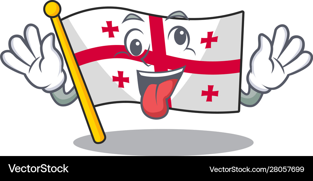 Mascot crazy expression flag Royalty Free Vector Image