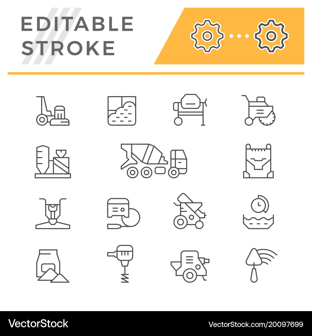 Set line icons of concrete Royalty Free Vector Image