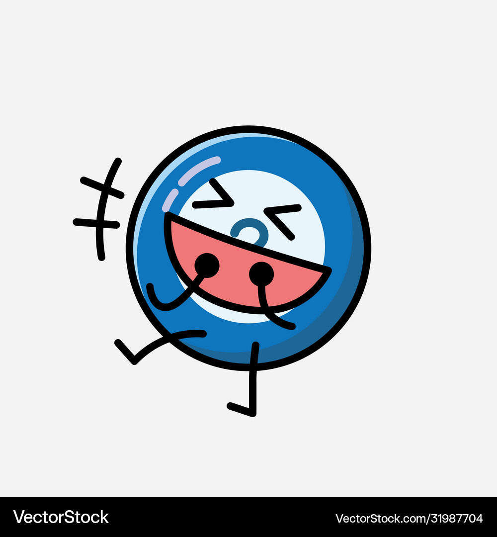 Cute billiard ball mascot character in flat Vector Image