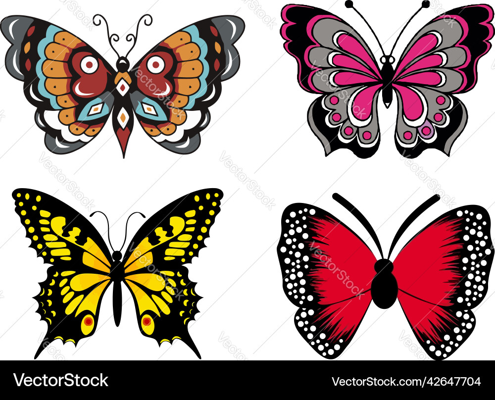 Cute flutter butterflies mandala multicolor Vector Image