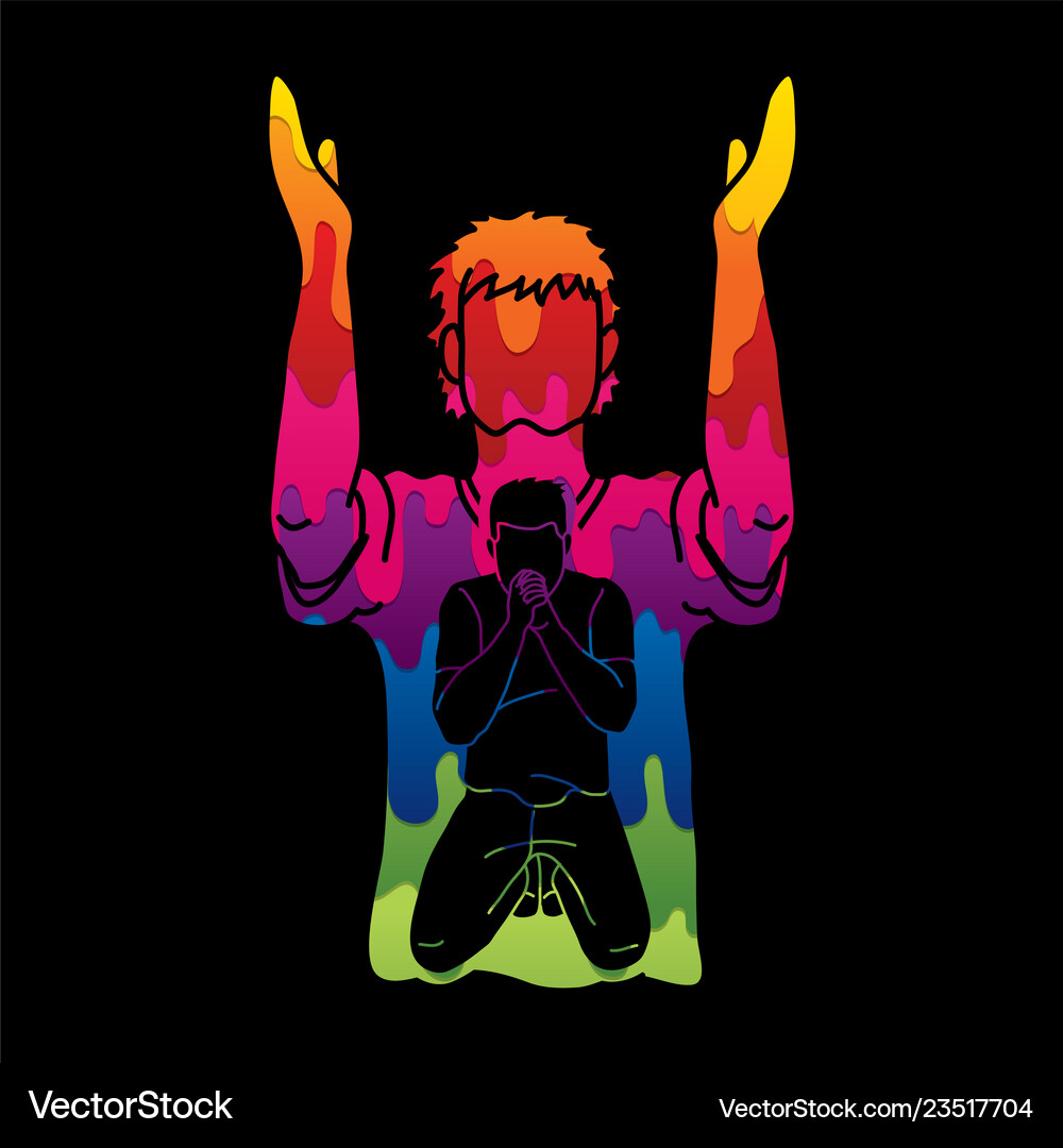 Man prayer praise to lord Royalty Free Vector Image