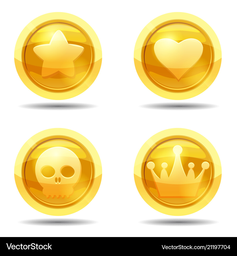 Set game coin with star heart scull crown Vector Image