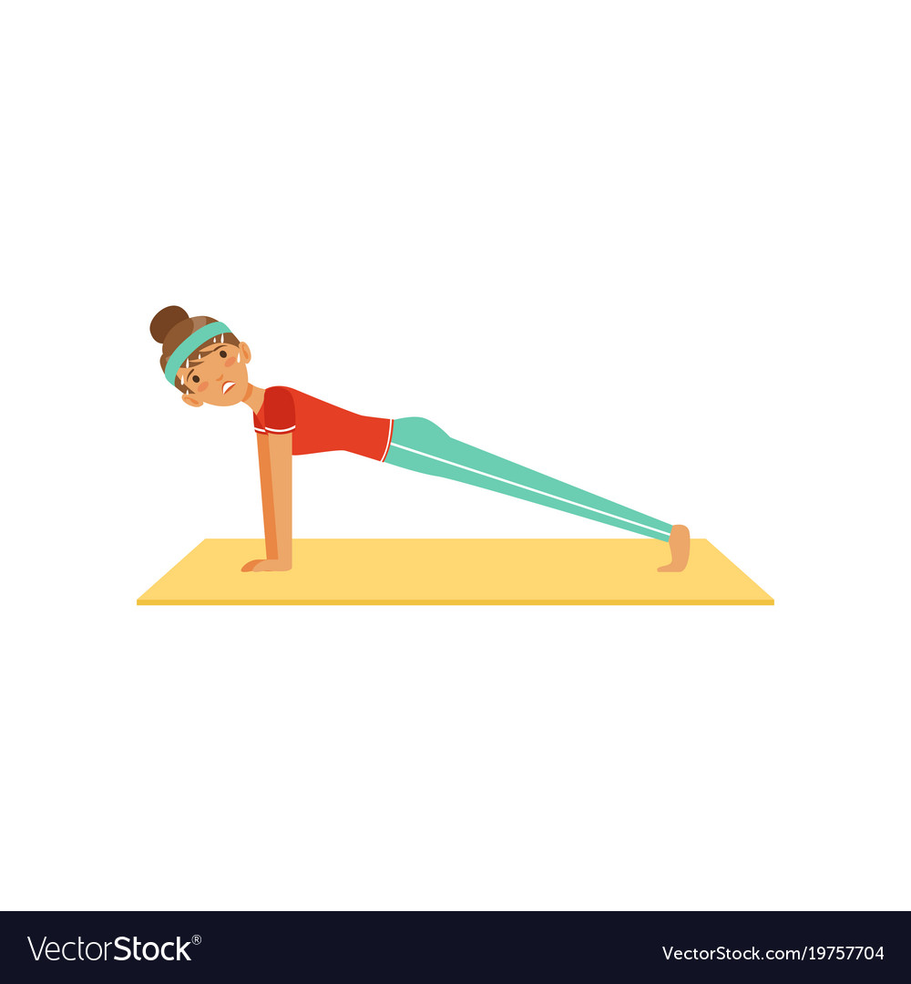 Sportive young woman character doing push up Vector Image Sportive young woman character doing push up Vector Image