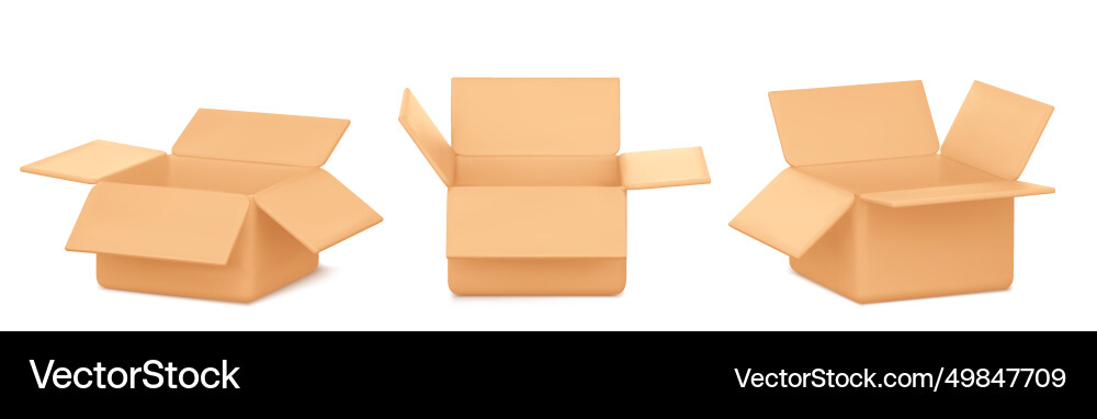 3d cardboard box icon set standing front view Vector Image