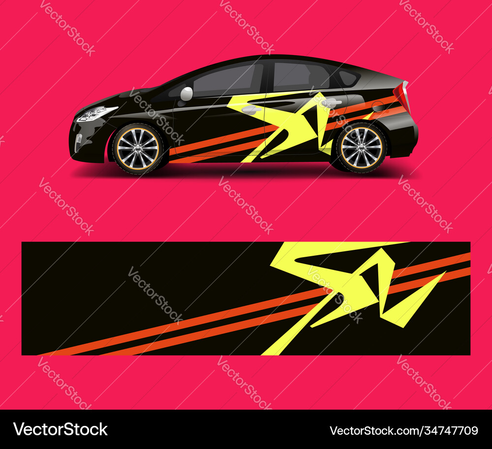 Car decal wrap design with wave element graphic Vector Image