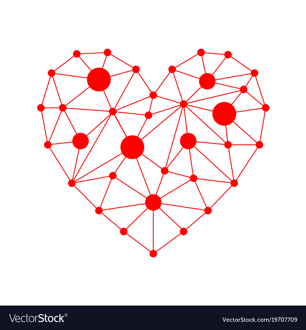 Red triangular heart icon Royalty Free Vector Image