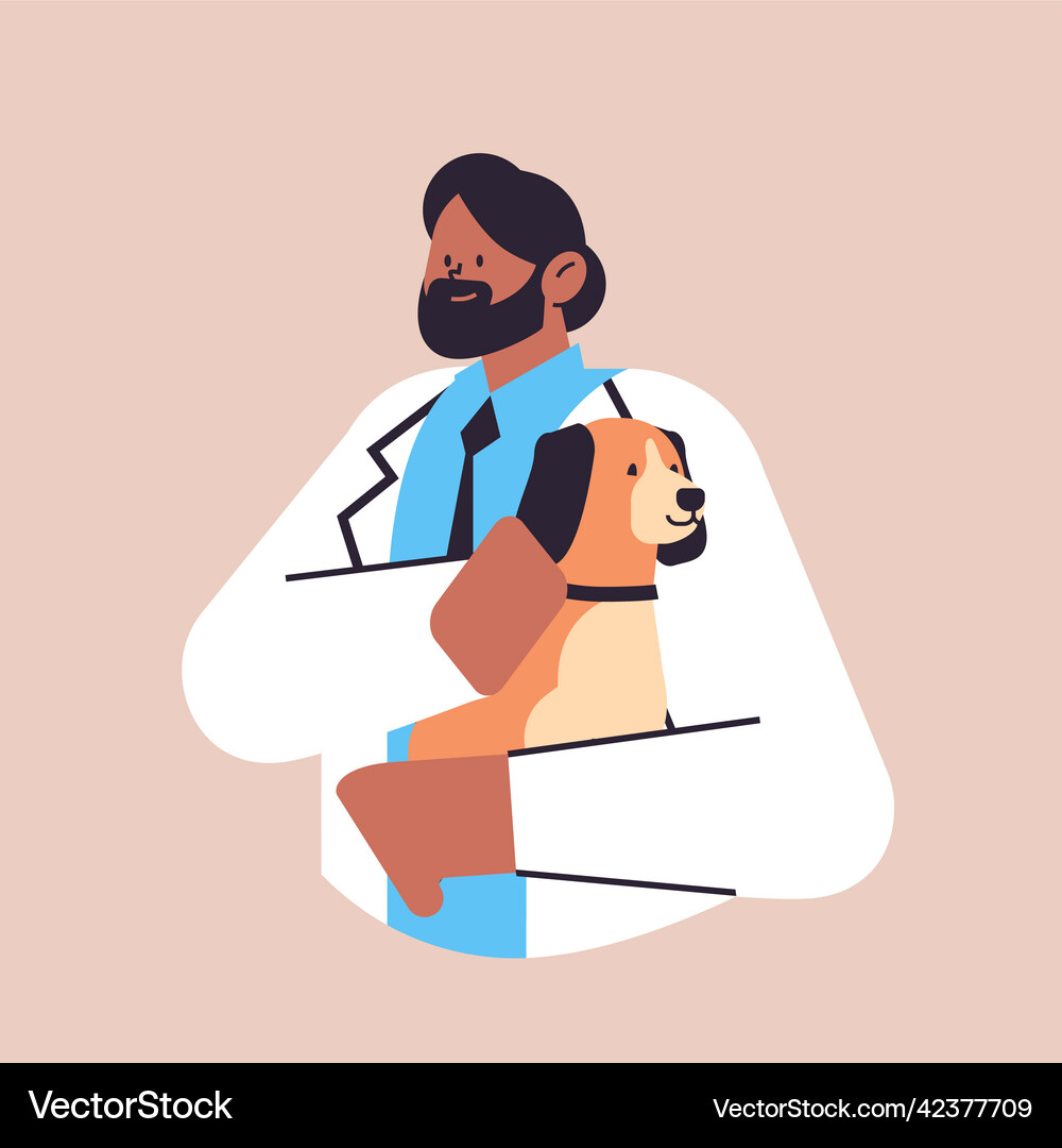 Scientist or veterinary worker doing experiments Vector Image