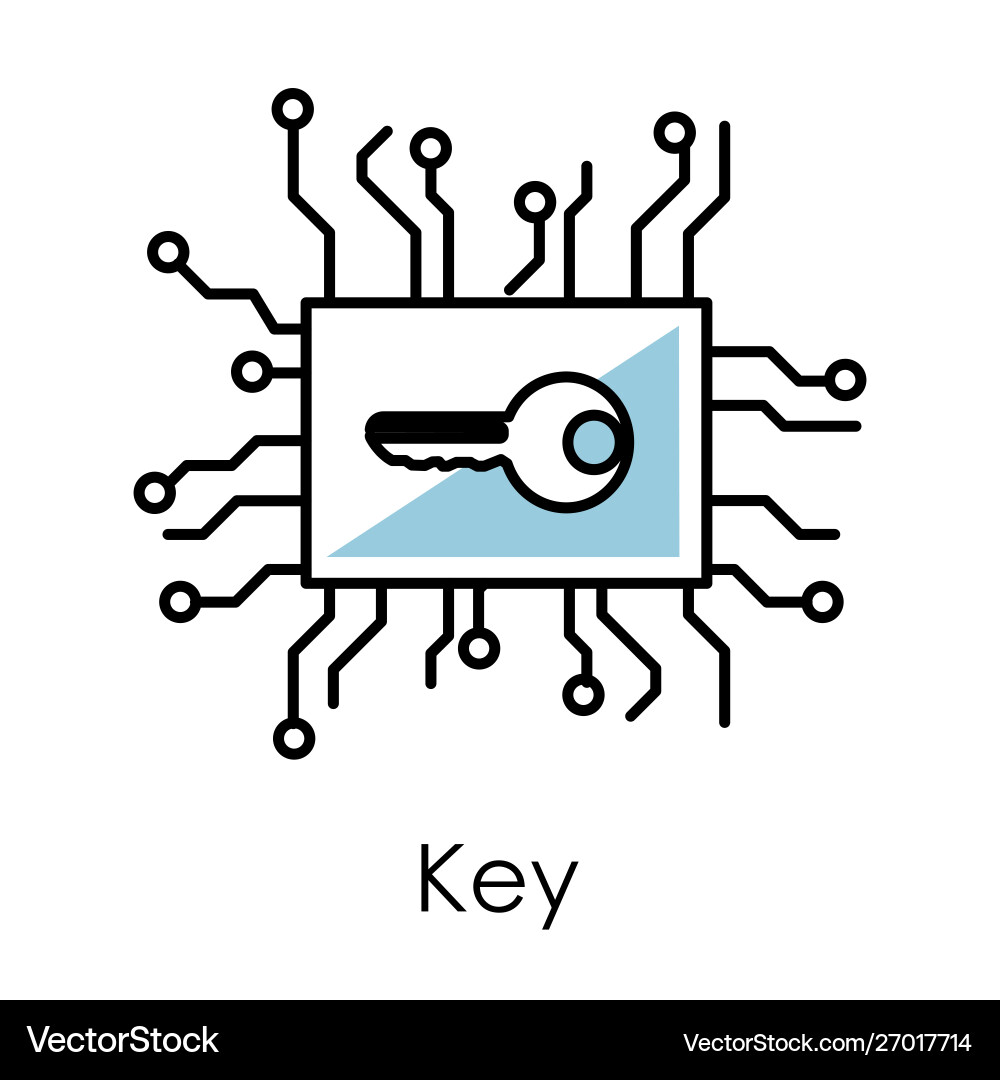 Bitcoin system key cryptocurrency isolated Vector Image
