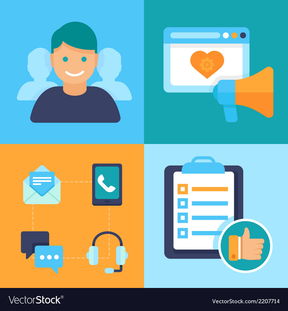 Flat customer experience concepts Royalty Free Vector Image