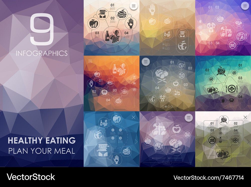 Healthy Eating Infographic With Unfocused Vector Image