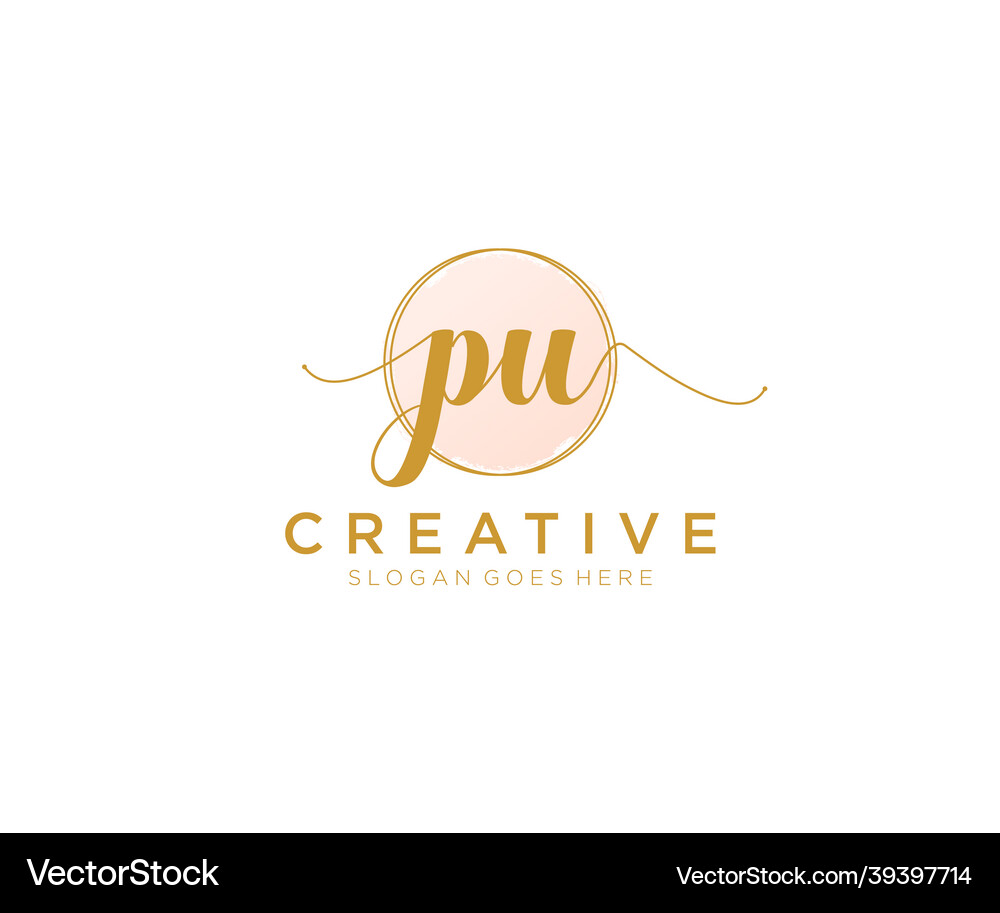 Initial pu feminine logo beauty monogram Vector Image