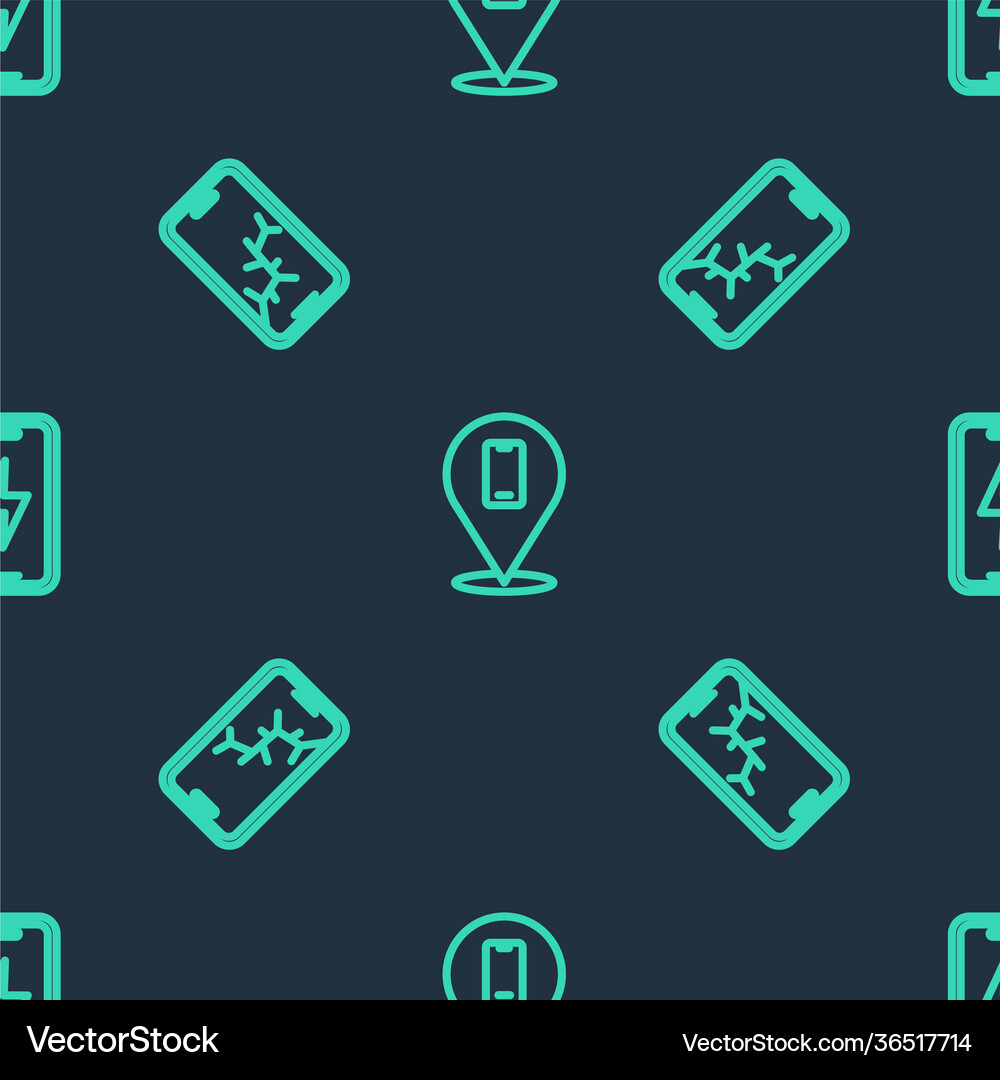 Set line phone repair service mobile with broken Vector Image