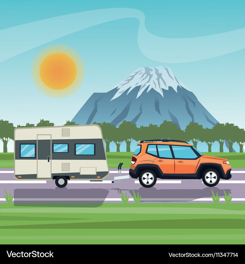 Vehicle and trailer house design Royalty Free Vector Image