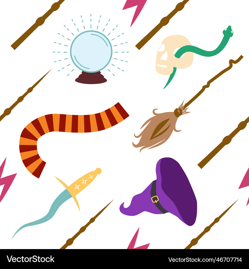 Witches school of magical objects seamless Vector Image