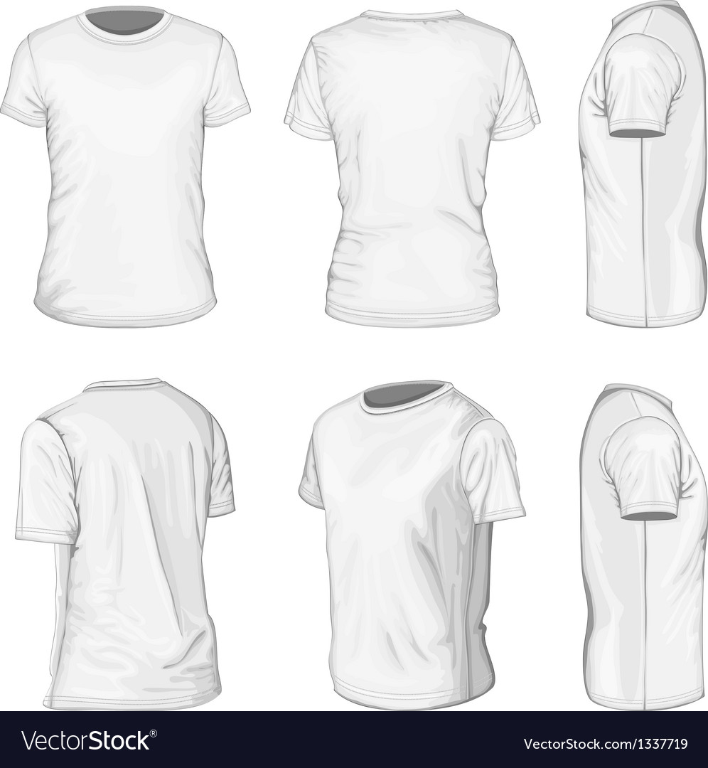 Mens White Short Sleeve T shirt Design Templates Vector Image