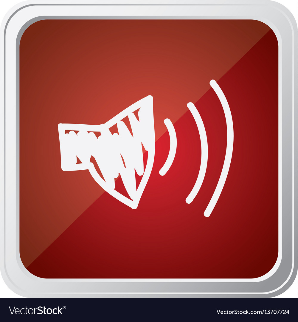 Button audio speaker volume with background red Vector Image