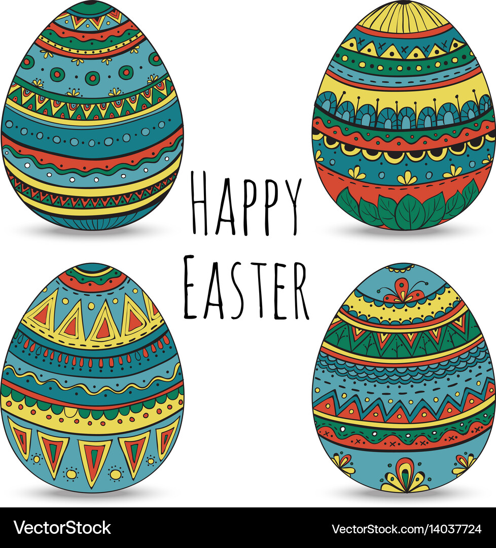 Colorful happy easter eggs set collection Vector Image