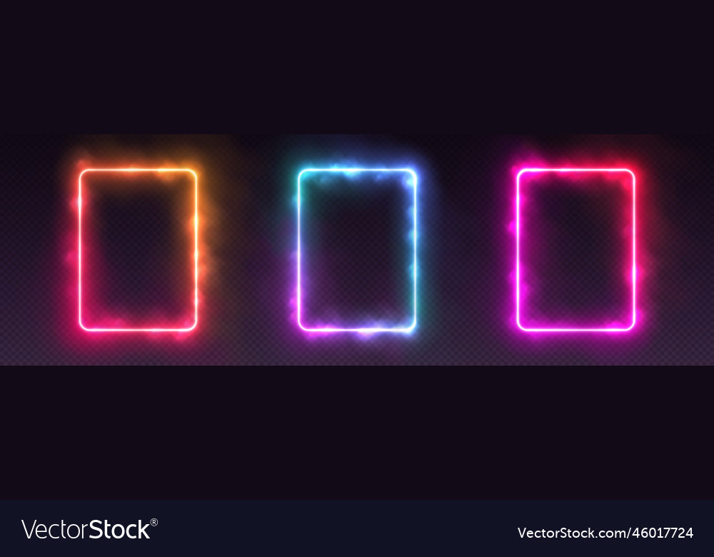 Gradient neon frames with smoke led rectangular Vector Image