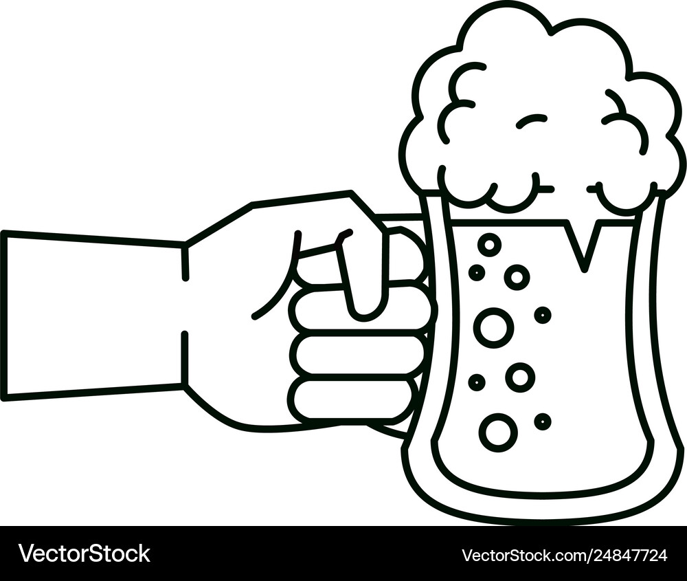 Hand holding beer Royalty Free Vector Image - VectorStock