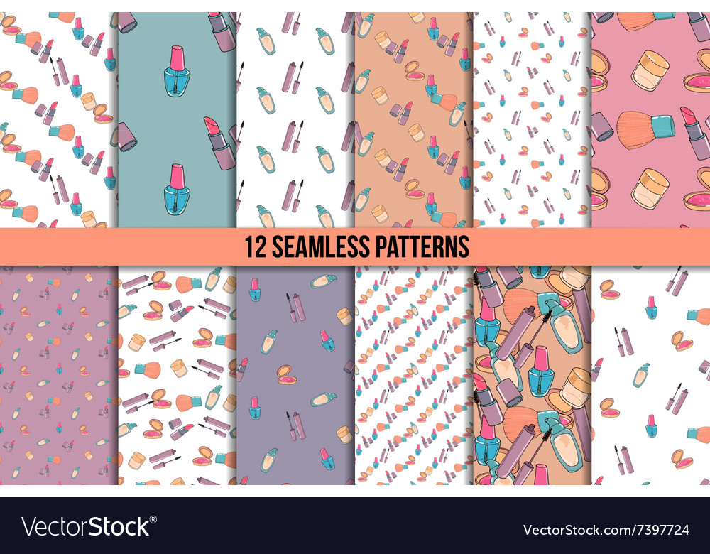 Makeup seamless pattern set Royalty Free Vector Image