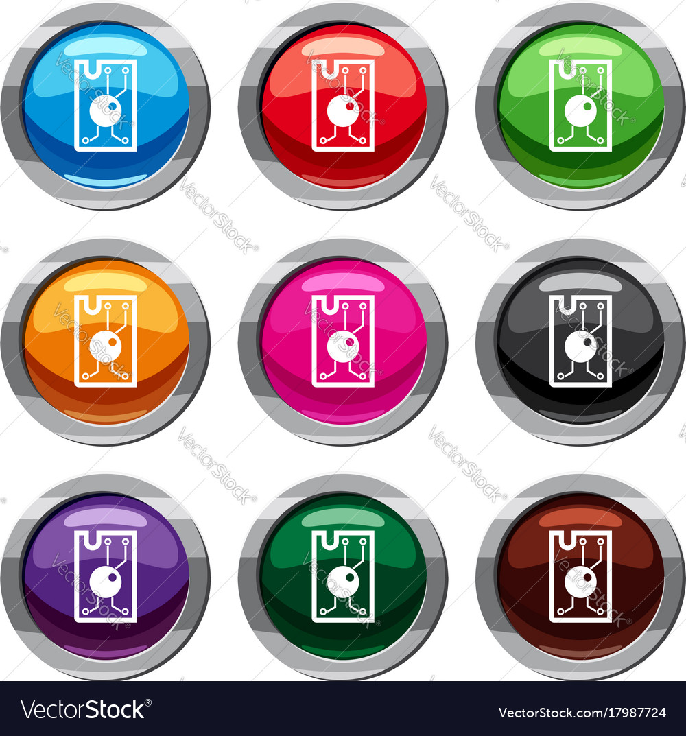Processor chip set 9 collection Royalty Free Vector Image