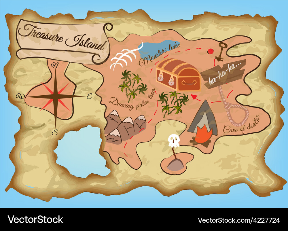 Treasure Island Map Royalty Free Vector Image - VectorStock