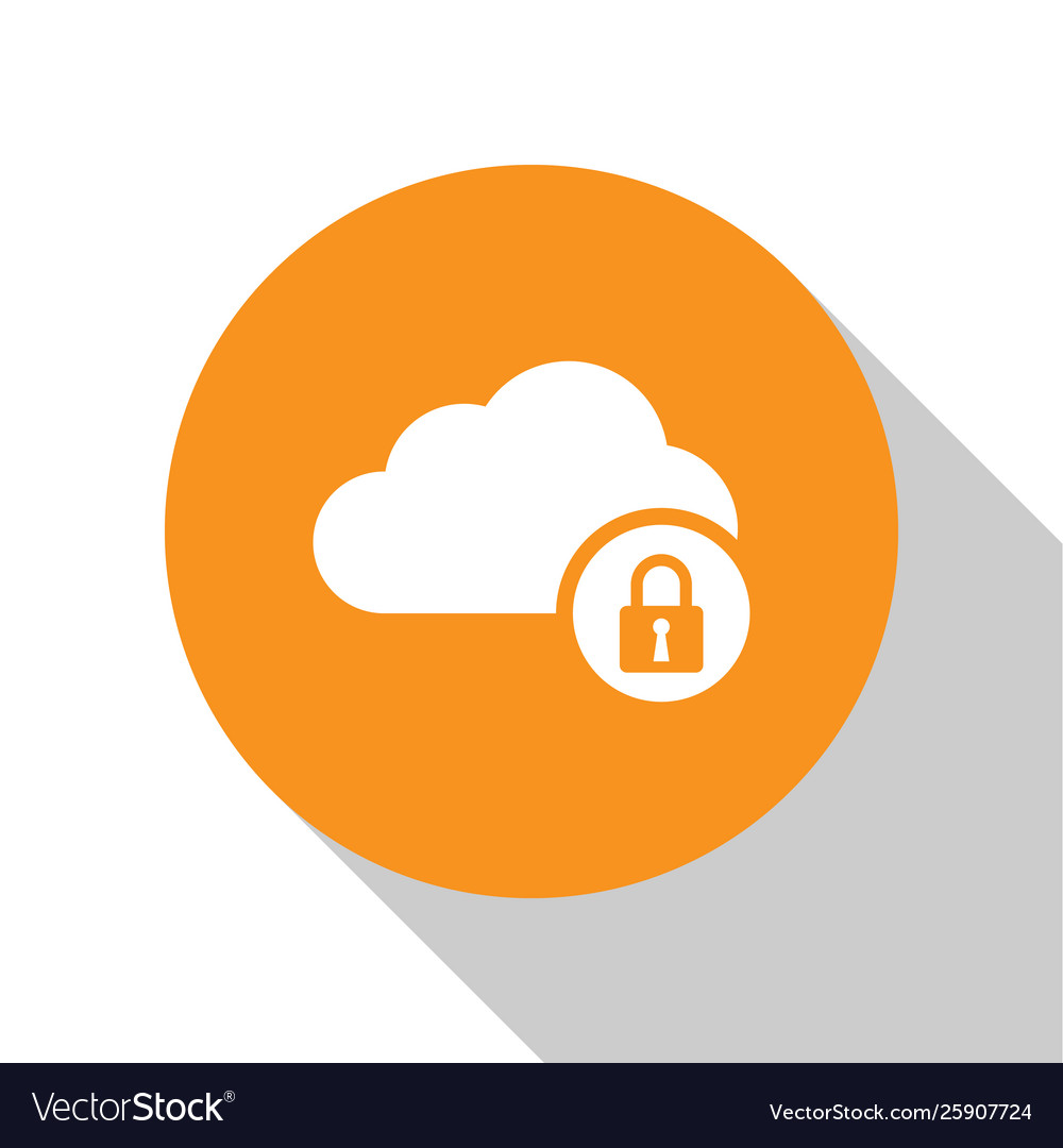 White cloud computing lock icon isolated on Vector Image