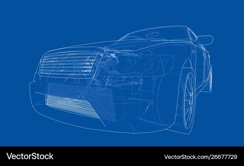 Concept car rendering 3d Royalty Free Vector Image