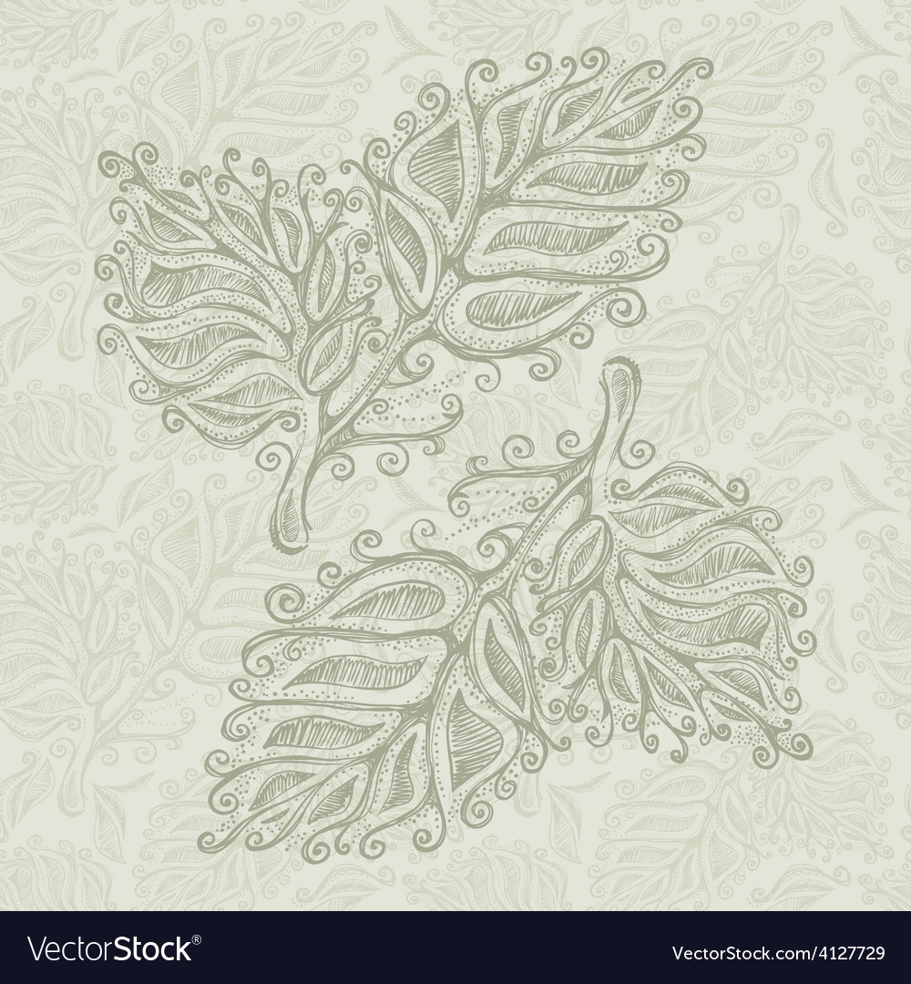Doodle leaf pattern Royalty Free Vector Image - VectorStock