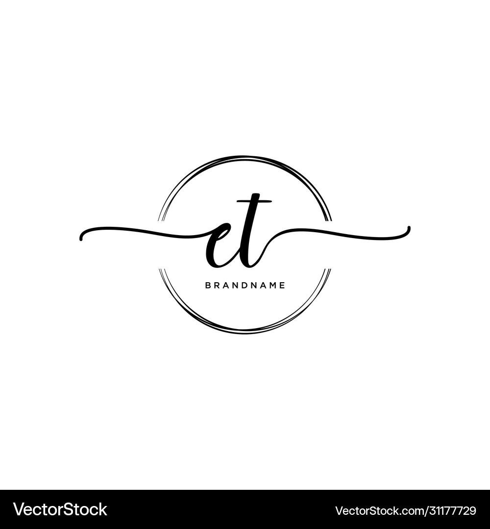 Et initial handwriting logo with circle template Vector Image