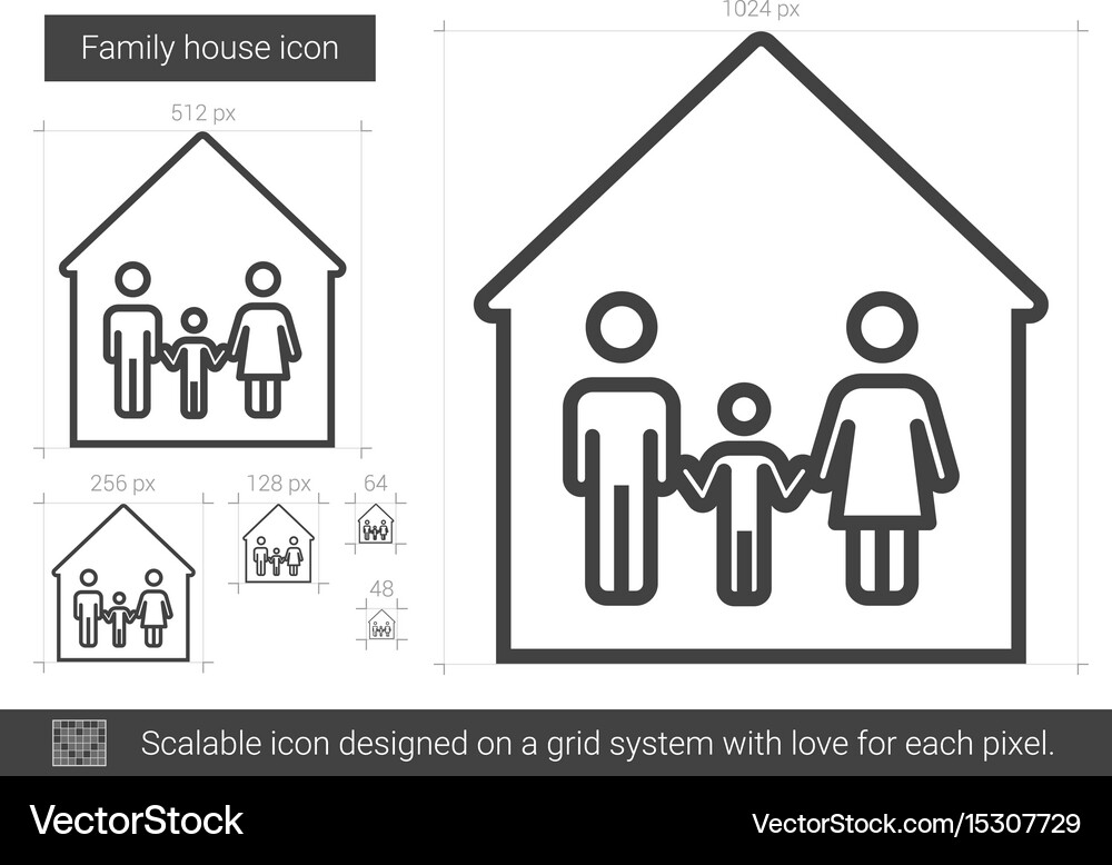 Family house line icon Royalty Free Vector Image