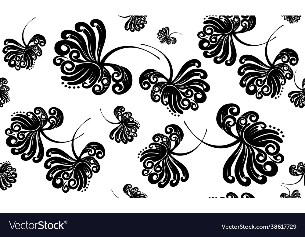 Seamless Pattern With Chrysanthemumsjapanese Vector Image