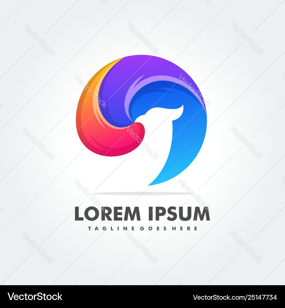 Eagle logo in circle with colorful wild Royalty Free Vector