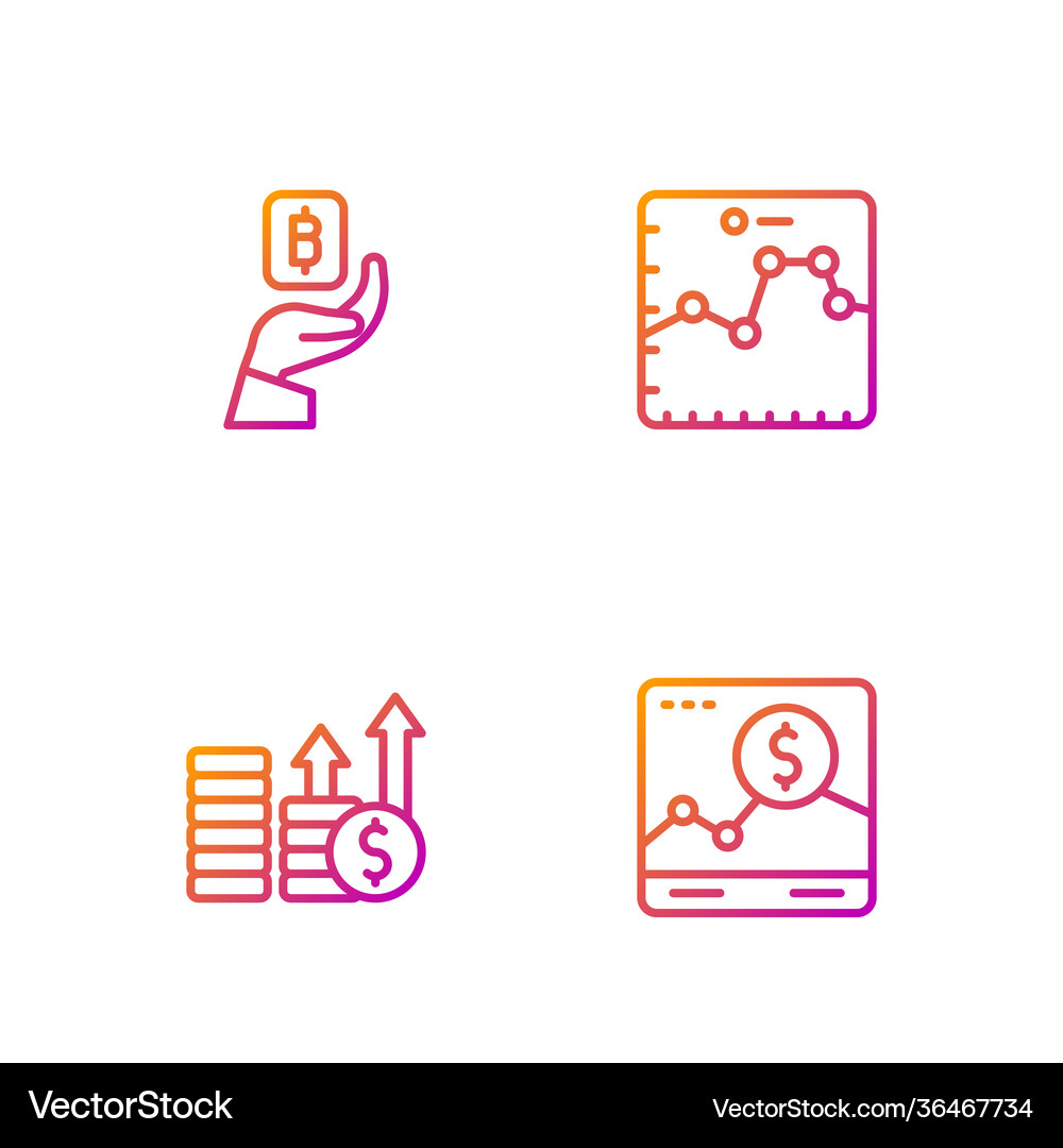 Set line website with growth graph financial Vector Image