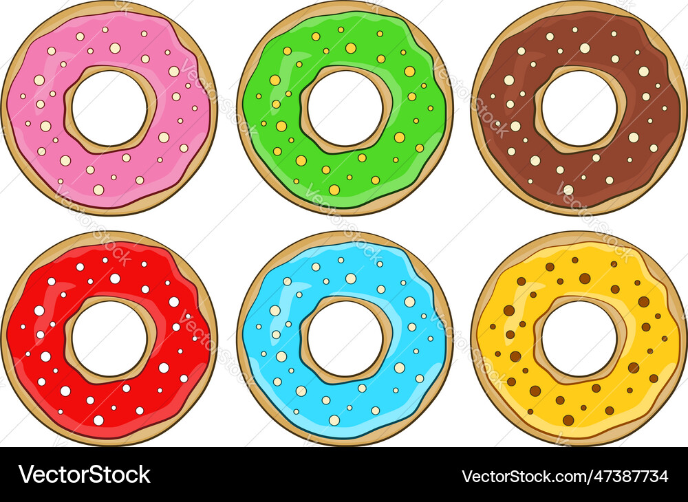 Set of colorful donuts Royalty Free Vector Image