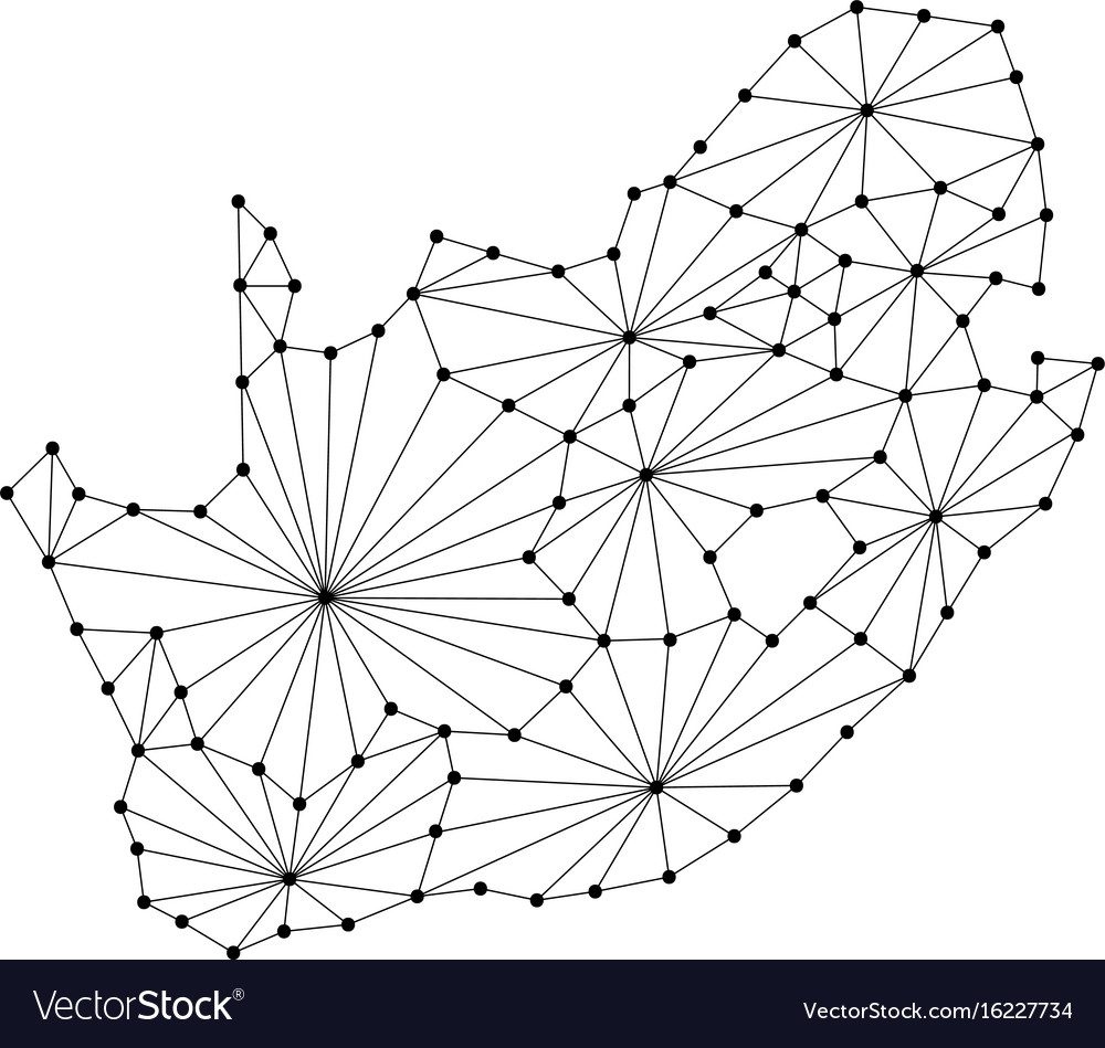 South africa map of polygonal mosaic lines network