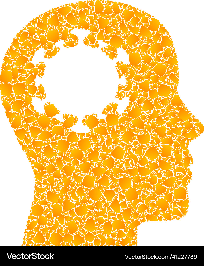 Gold brain infection mosaic icon Royalty Free Vector Image