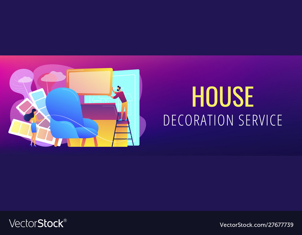 Interior design concept banner header Royalty Free Vector