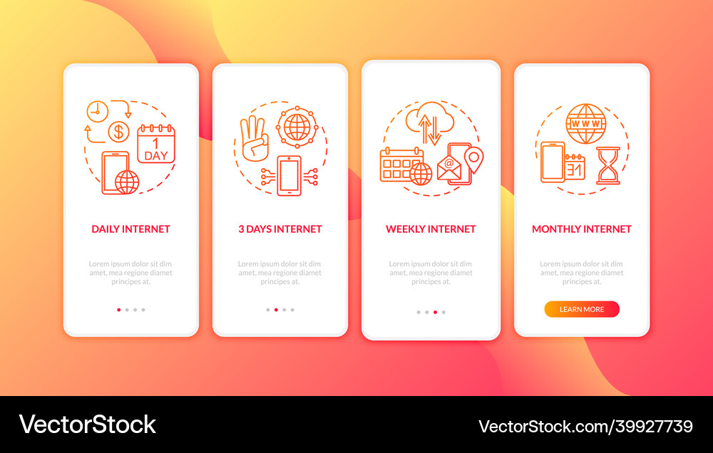 Internet tariff plans onboarding mobile app page Vector Image